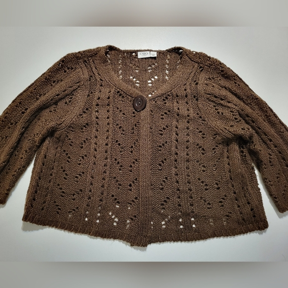 Cato | Sweaters | Cato Plus 2224 W Chocolate Brown Crochet Cardigan ...